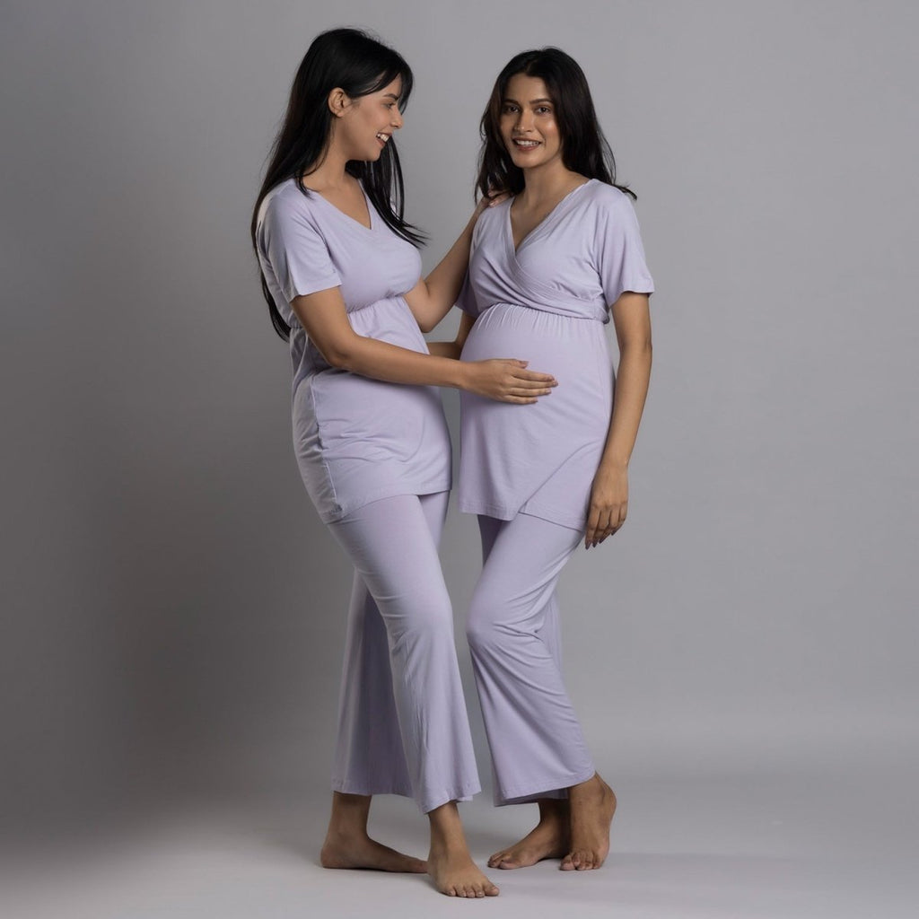 Lilac Maternity Co-ord Set – Block Hop India Lilac Maternity Co-ord Set – Block Hop India